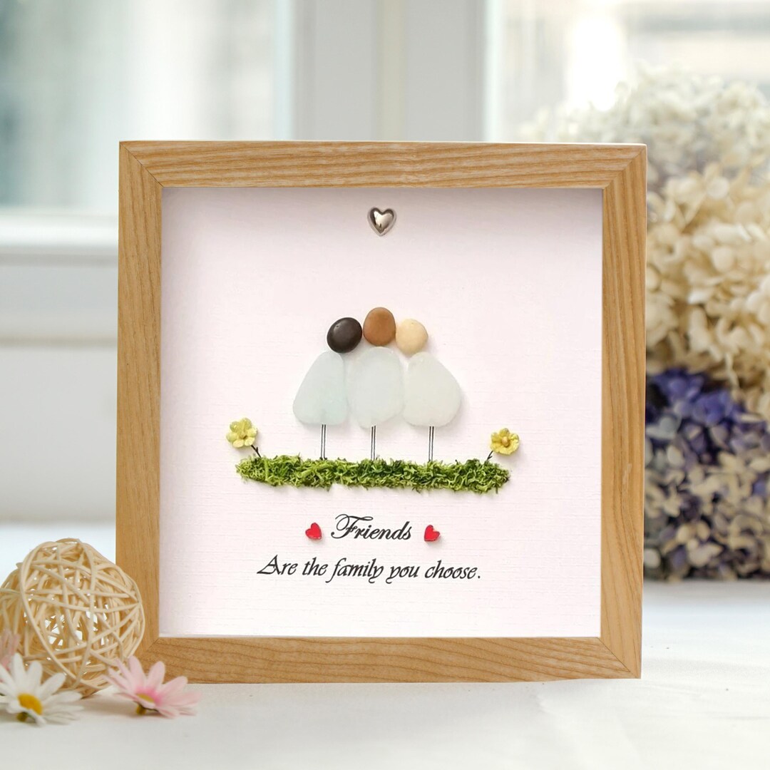 Custom 3 Friend Sea Glass Art, Birthday Gift for Friend, Friend ...
