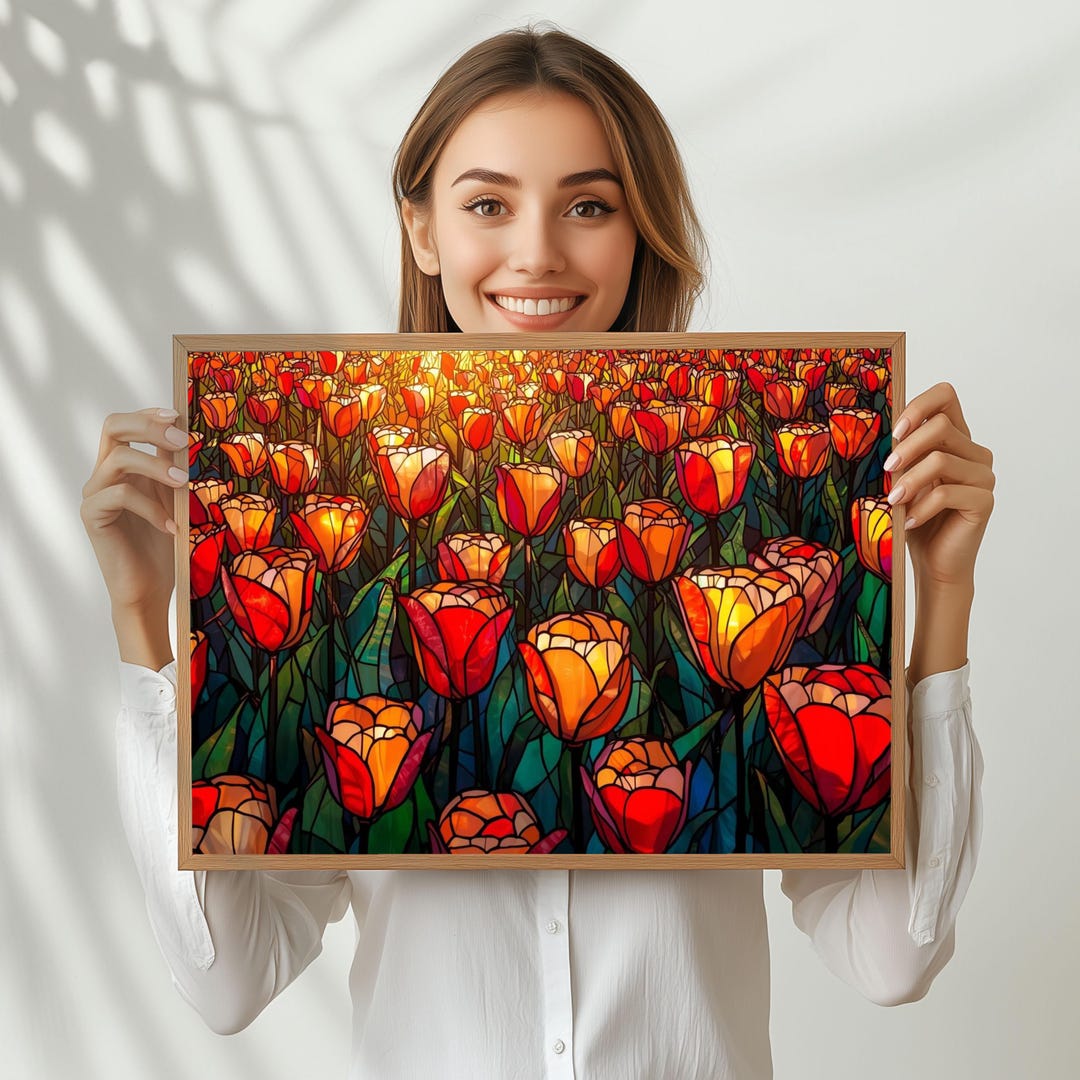 Tulips at Sunset Wall Hanging 20x30 High-quality Museum Grade Satin ...