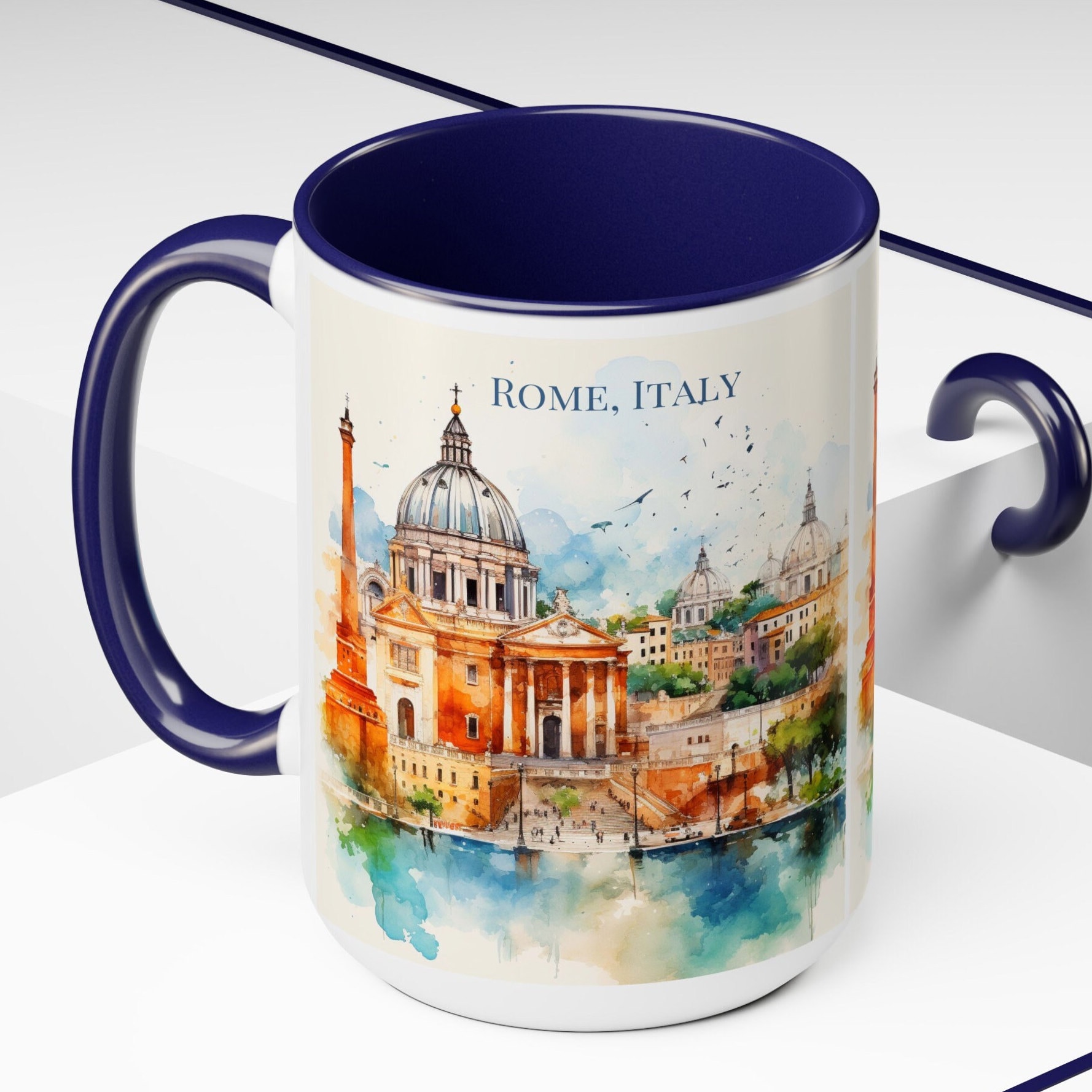 Rome Travel Gift Mug 15oz Ceramic 2 Tone Mug With Matching Handle, Rome ...