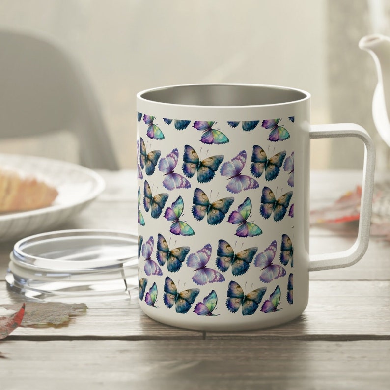 Beautiful Butterfly Steel Insulated 10 Oz. Travel Mug, Gift Butterfly ...