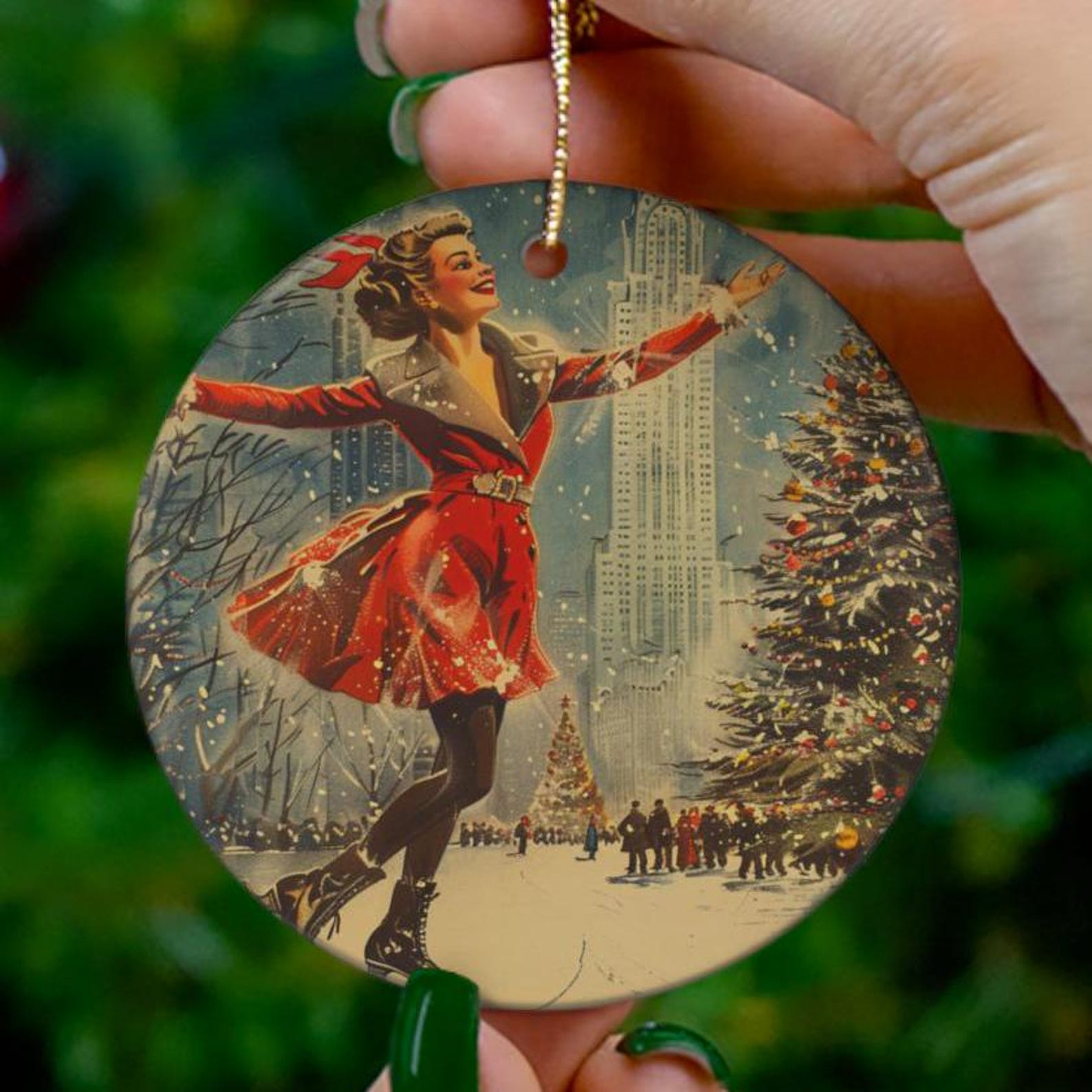 Ice Skating at Rockefeller Center New York Christmas Gift Ornament ...
