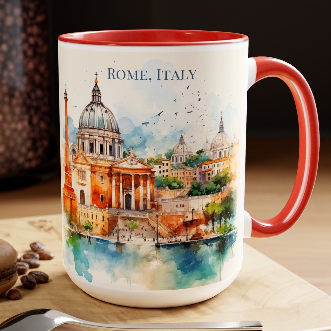 Rome Travel Gift Mug 15oz Ceramic 2 Tone Mug With Matching Handle, Rome ...