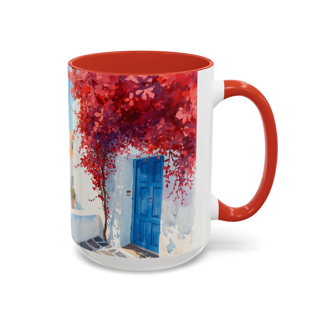 Santorini Greece Mug: Wrap Around Design, Greek Island Travel Gift - Etsy