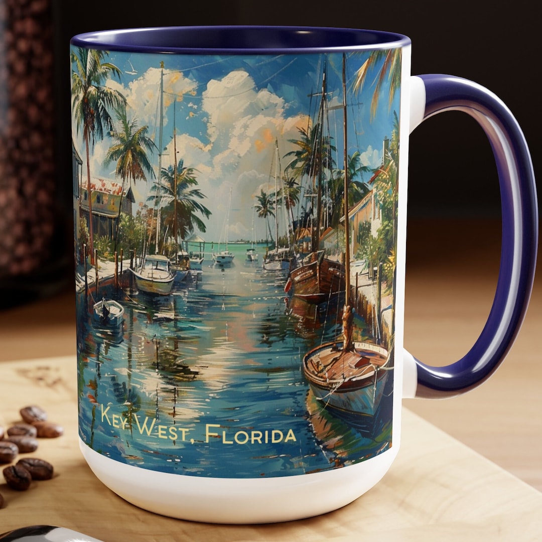 Key West Florida Marina 15oz 2-tone Ceramic Gift Mug, Key West Florida ...