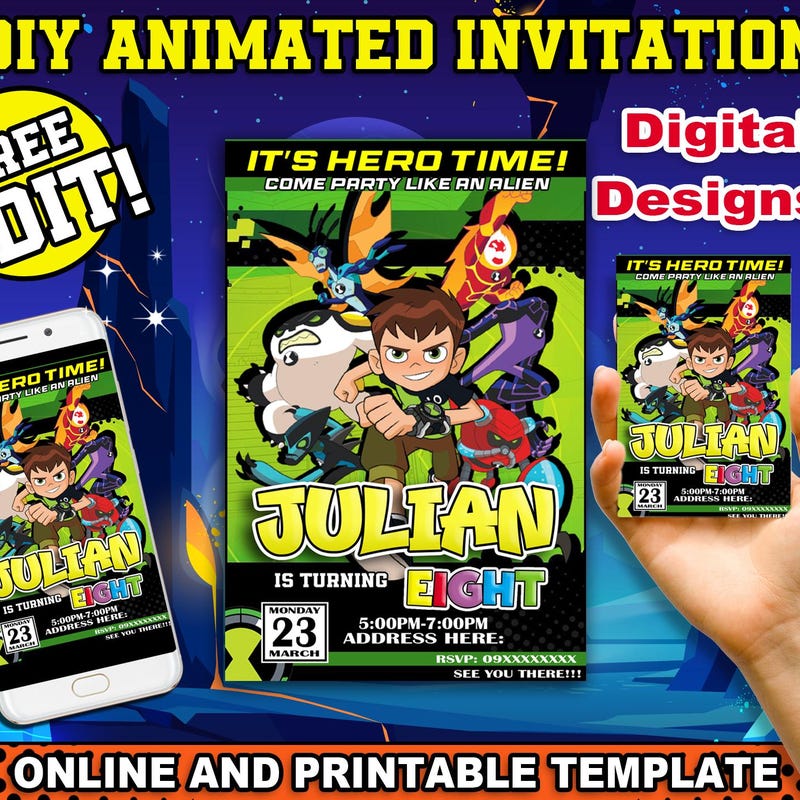 Ben10 Invitation - Etsy