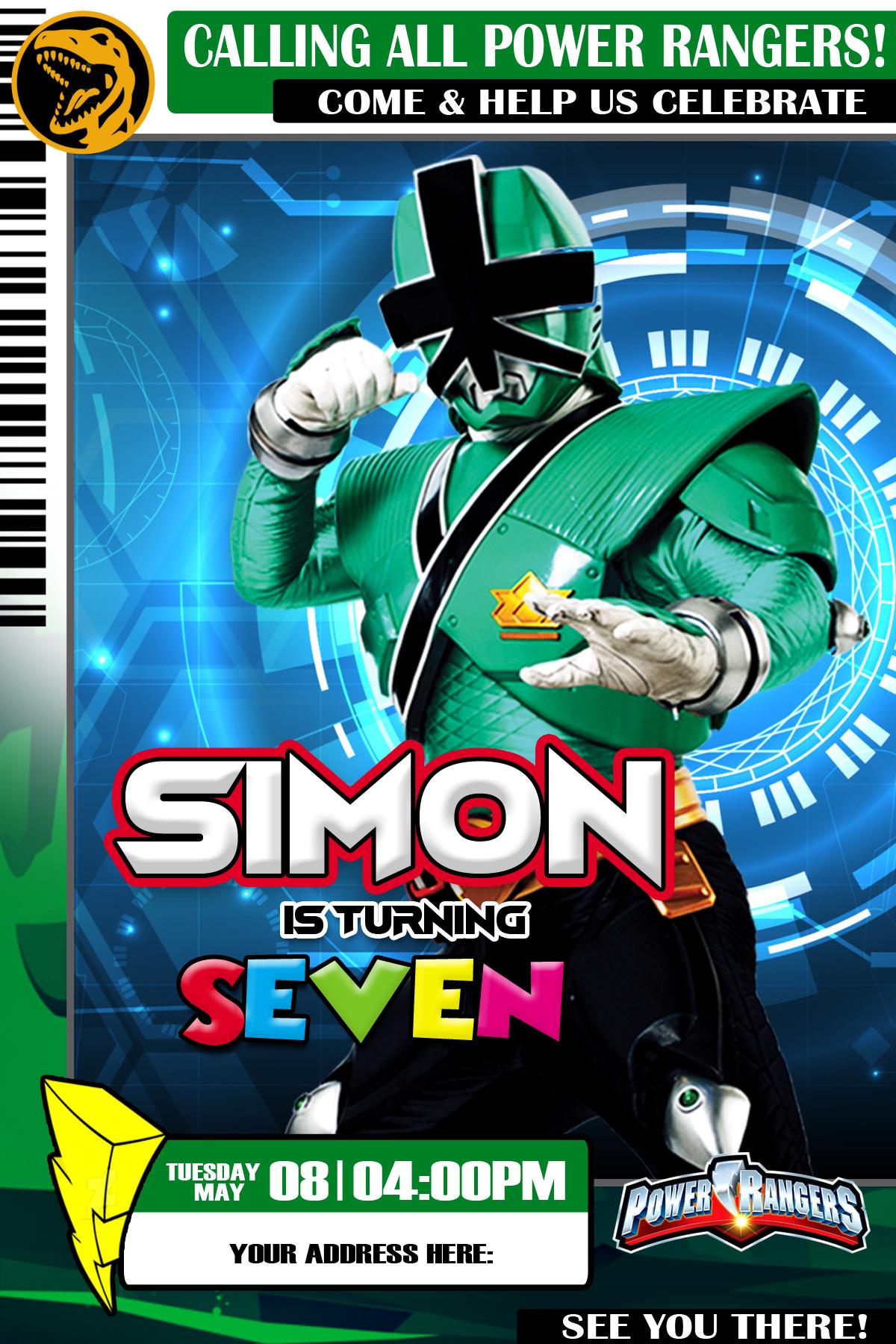 Kids Power Ranger Birthday Invitation, Complete Set DIY Power Ranger ...