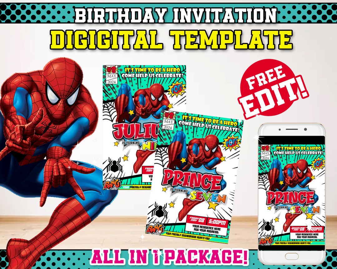 Printable Comic Hero Theme Party Birthday Invitation Design #etsy - Etsy