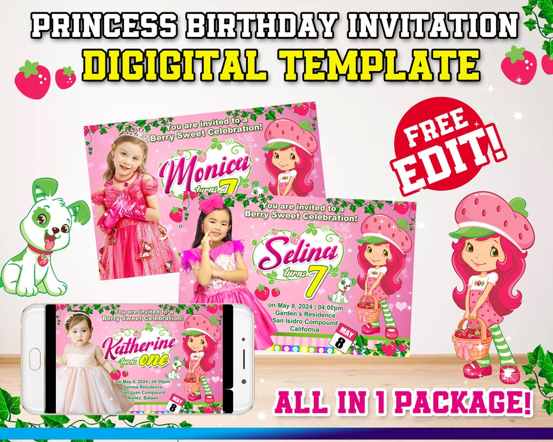 Girl Party Princess Birthday, Girl Printable Invitation, DIY Princess ...