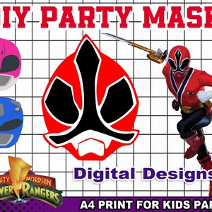 Kids Party Mask Power Ranger, Birthday Party Printable, DIY Mask for ...