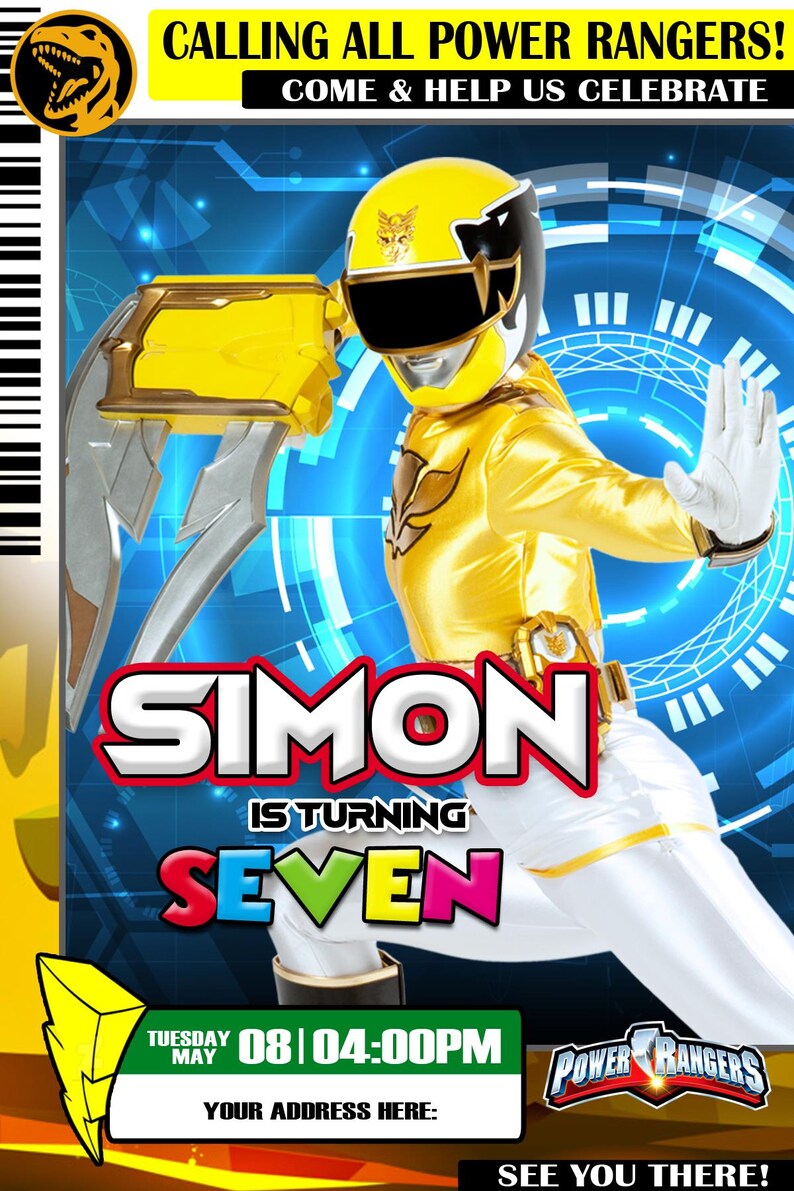 Kids Power Ranger Birthday Invitation, Complete Set DIY Power Ranger ...