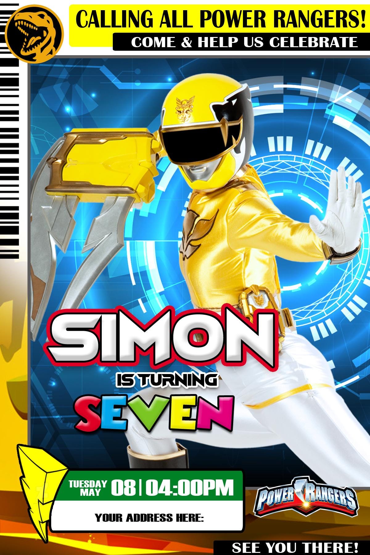 Kids Power Ranger Birthday Invitation, Complete Set DIY Power Ranger ...