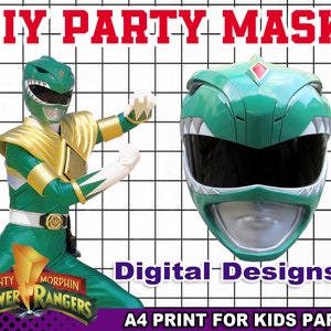 Kids Party Mask Power Ranger, Birthday Party Printable, DIY Mask for ...