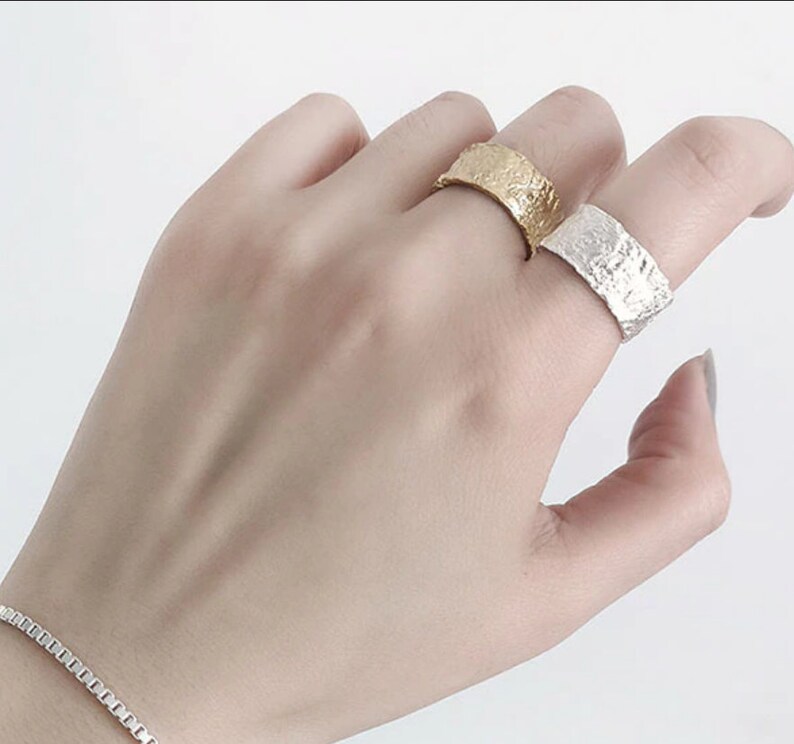 Adjustable Sterling Silver Gold Ring. Gift for Her. - Etsy