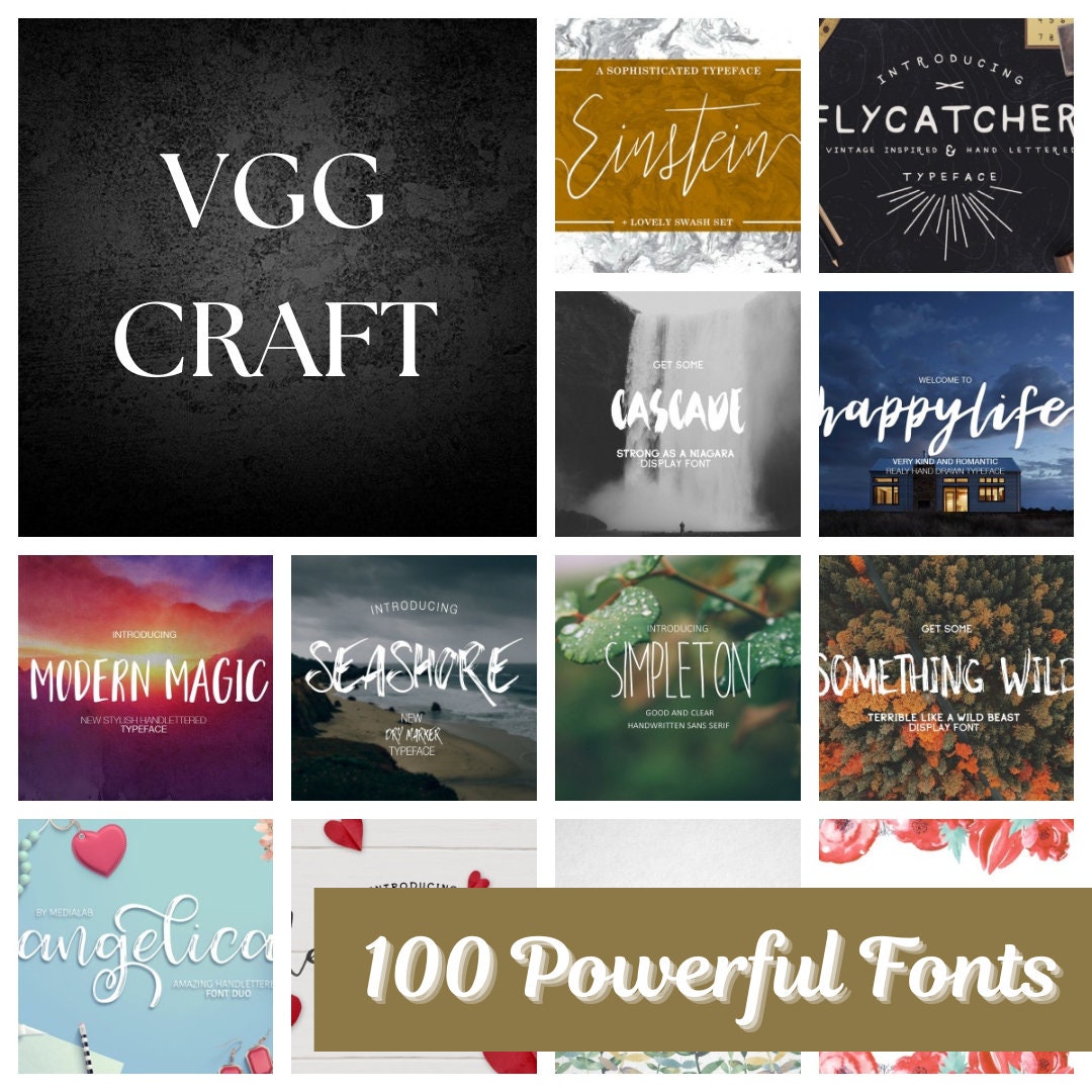 100 Amazing Fonts Graphic Designer Tools Font Collection Set Bundle Own ...