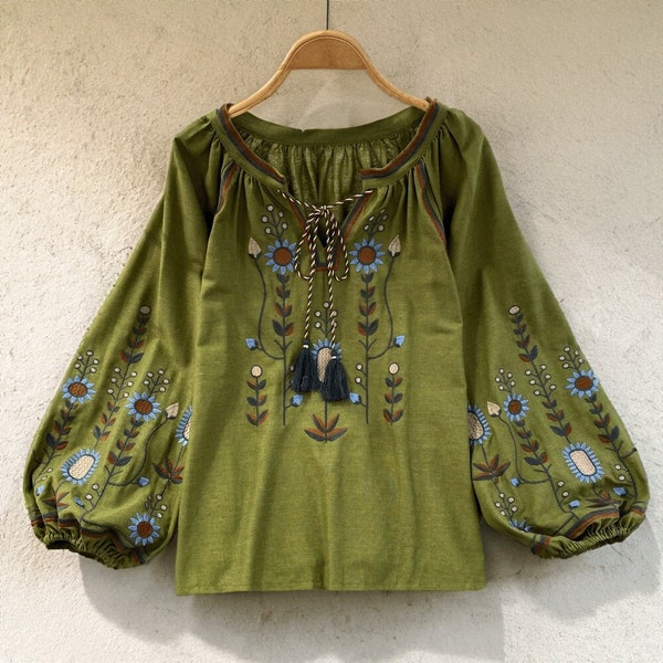 Embroidered Blouses Women - Etsy