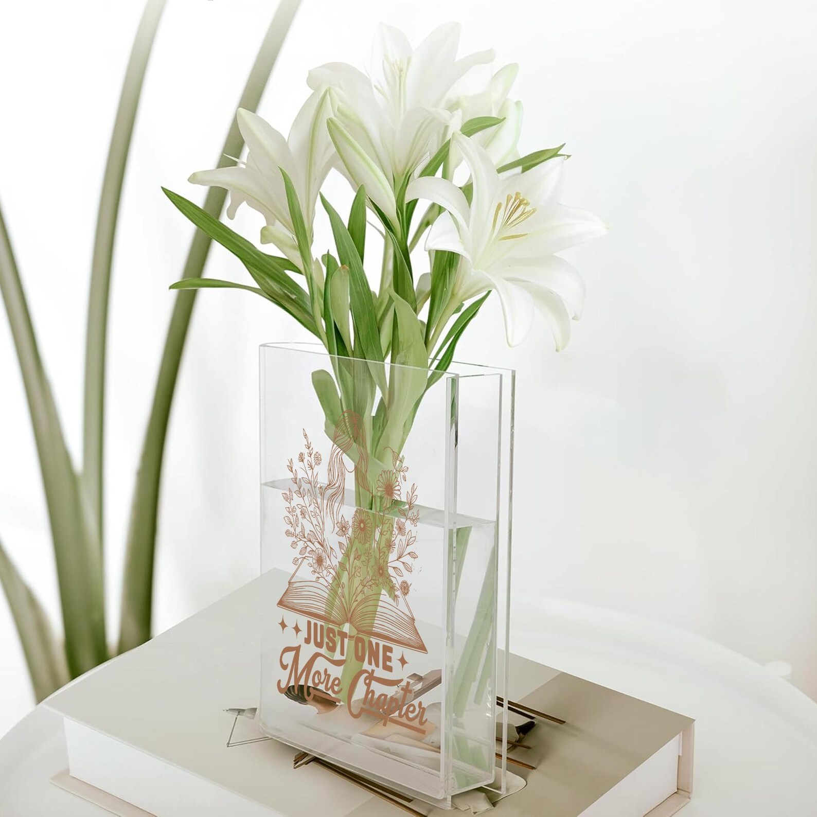 Acrylic Just One More Chapter Book Vase – Aesthetic Book Lover Vase ...