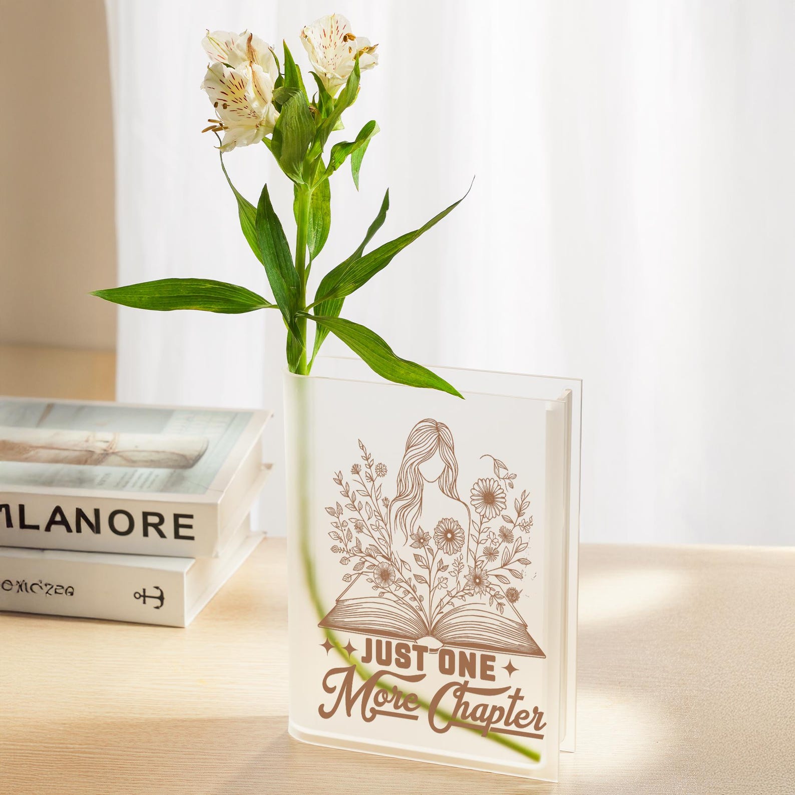 Acrylic Just One More Chapter Book Vase – Aesthetic Book Lover Vase ...