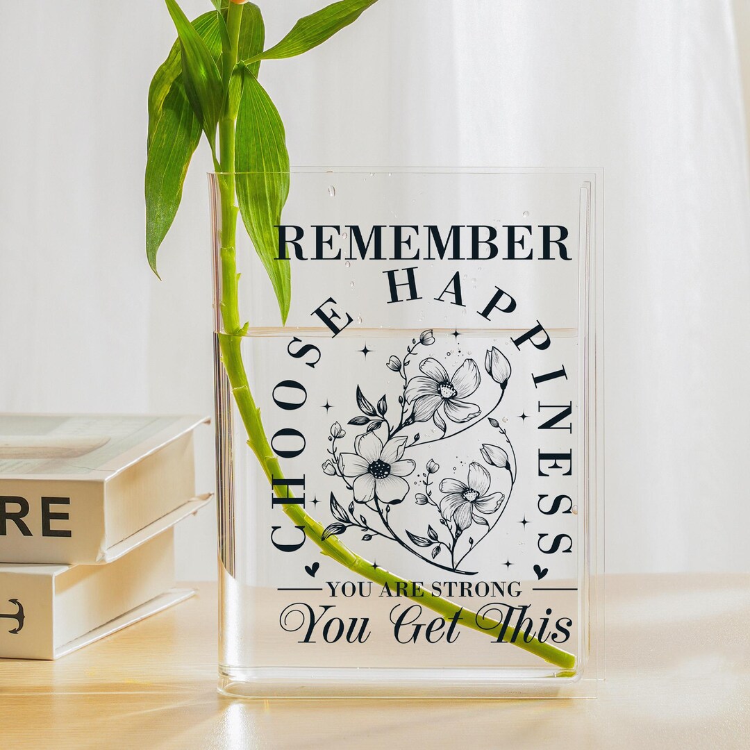 Inspirational Book Vase - Acrylic Book Shaped Vase With Floral Heart ...