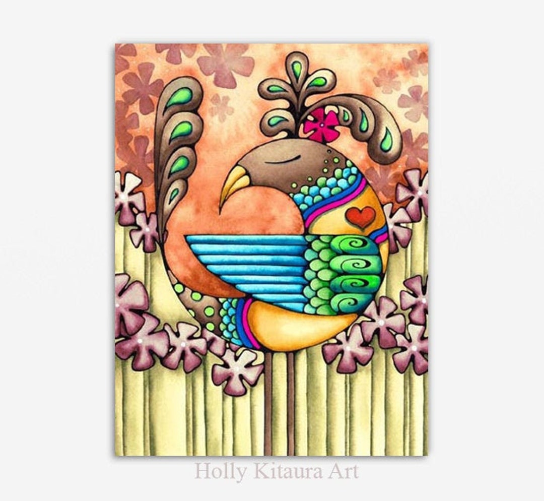Partridge Bird Folk Fine Art Giclée Print - Etsy
