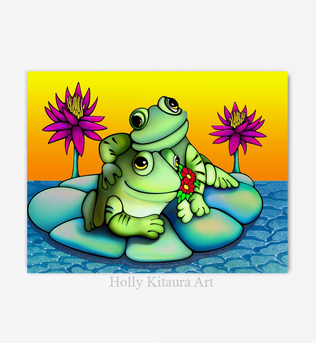 Frog Love Couple Fine Art Giclée Print - Etsy