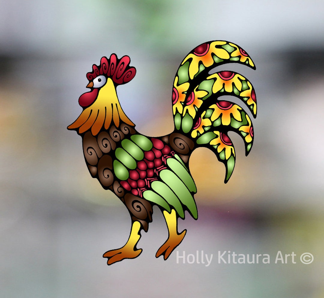 Rooster Decal Laser Cut Vinyl Decals Sticker Country Colorful - Car ...