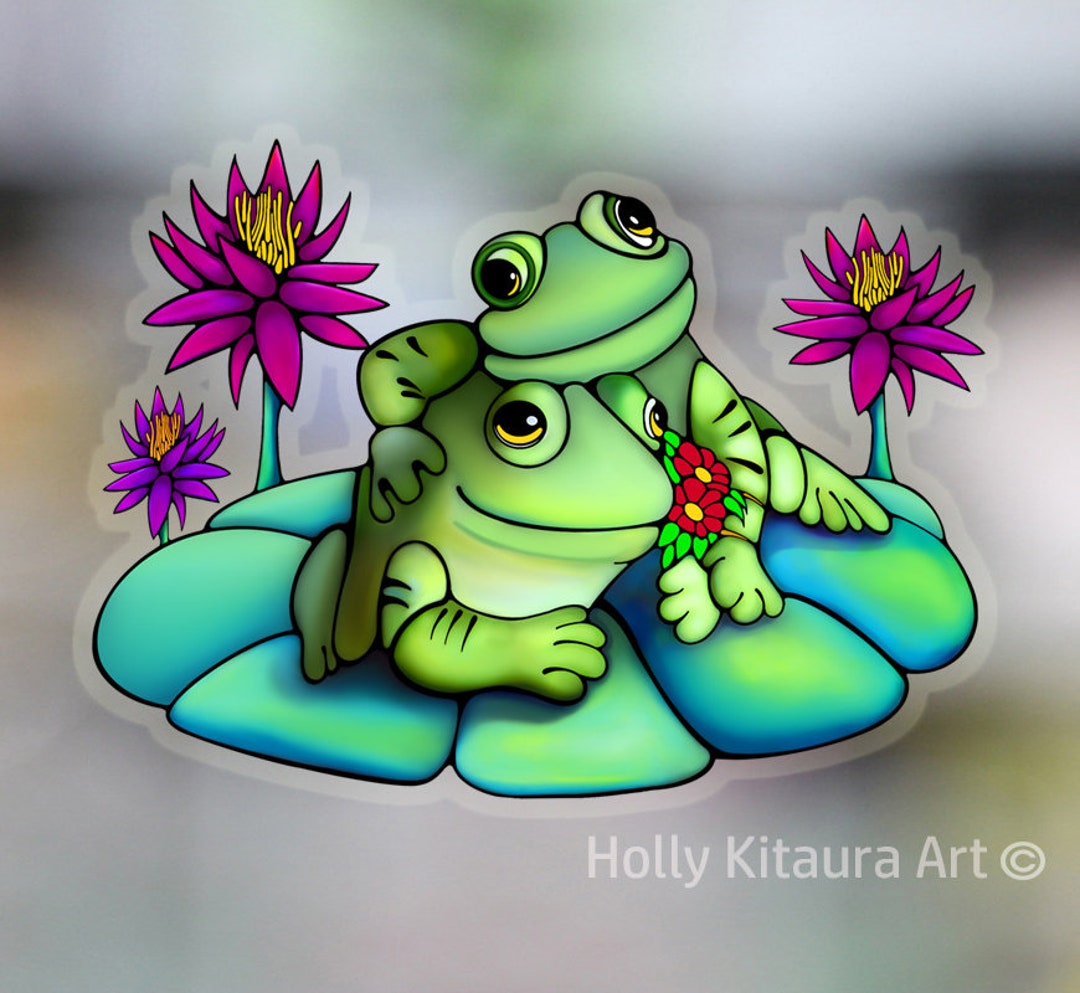 Frog Lovers Lily Pad Vinyl Decal Sticker Decals Waterproof Transparent ...