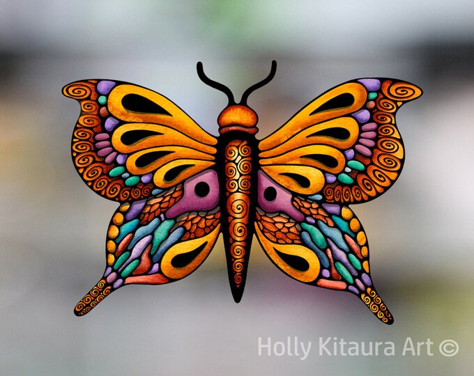 Butterfly Decal Vinyl Sticker Colorful Monarch Wings Color Decals Car ...