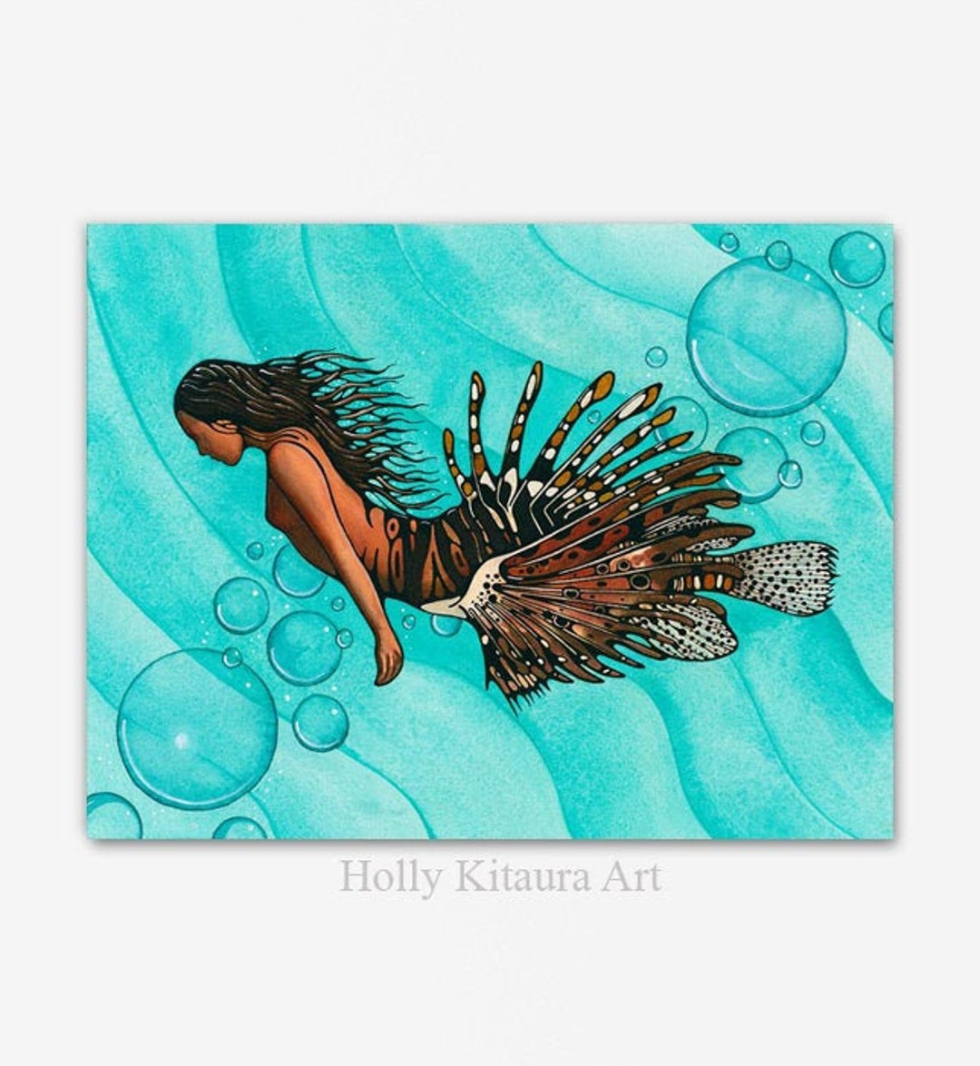 Mermaid Lionfish Lion Fish Scorpionfish Fine Art Giclée Print - Etsy