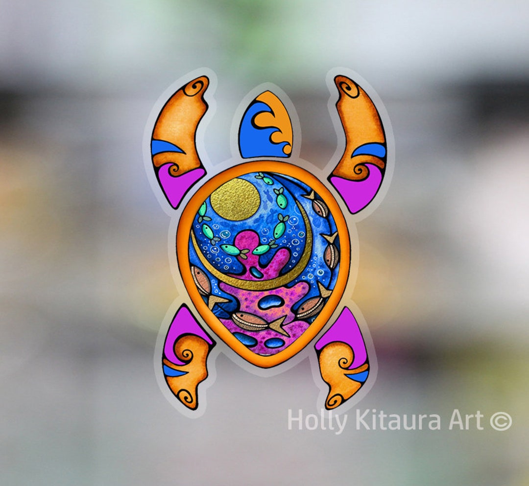 Colorful Sea Turtle Honu Vinyl Decal Sticker Hawaii Decals Waterproof ...