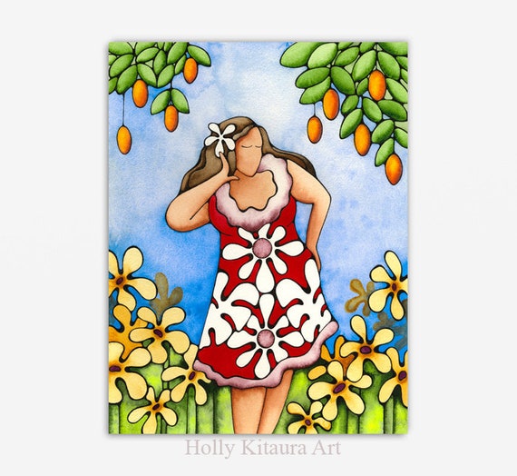 Mango Season Girl Hawaii Hawaiian Hula Dancer Muumuu | Etsy