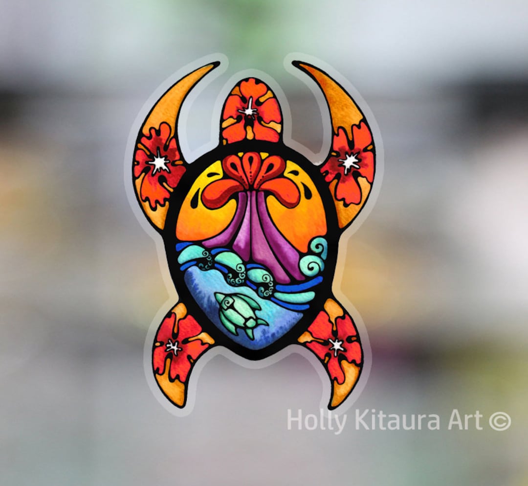 Sea Turtle Vinyl Decal: Hawaiian Honu Waterproof Sticker - Etsy
