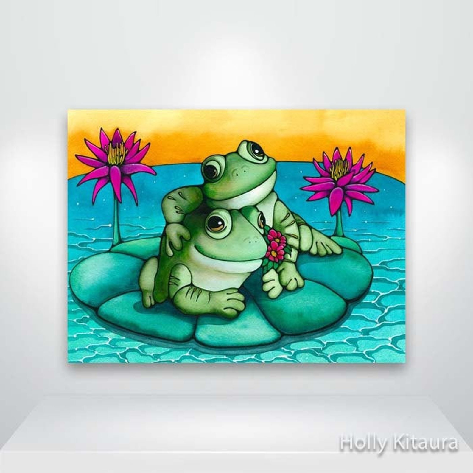 Frog Love Couple Fine Art Giclée Print | Etsy