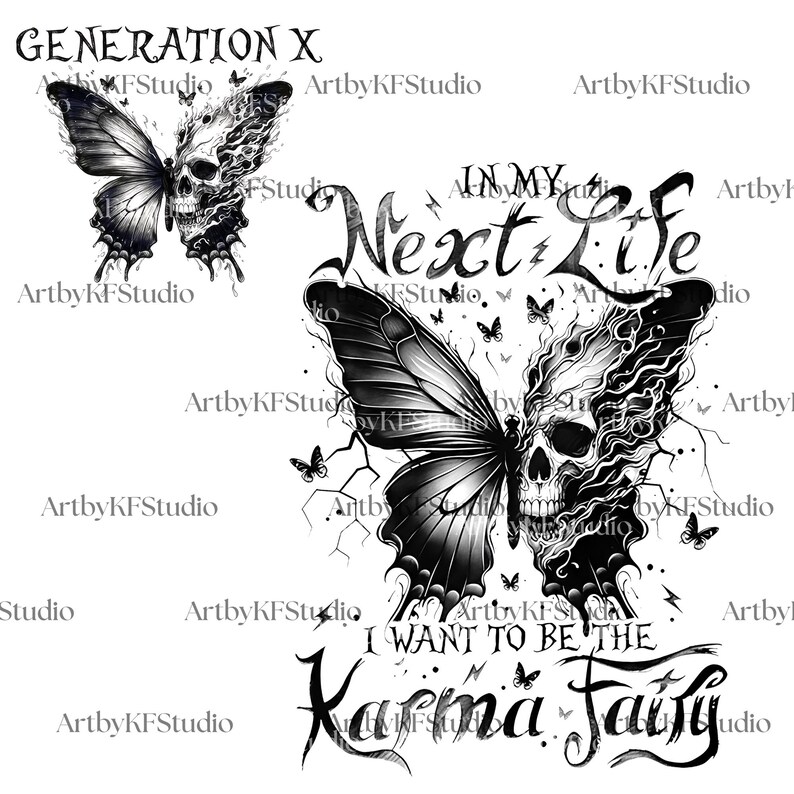 Karma Fairy Skull Butterfly PNG Svg, Gen X Meme Graphic, Baby Boomer ...
