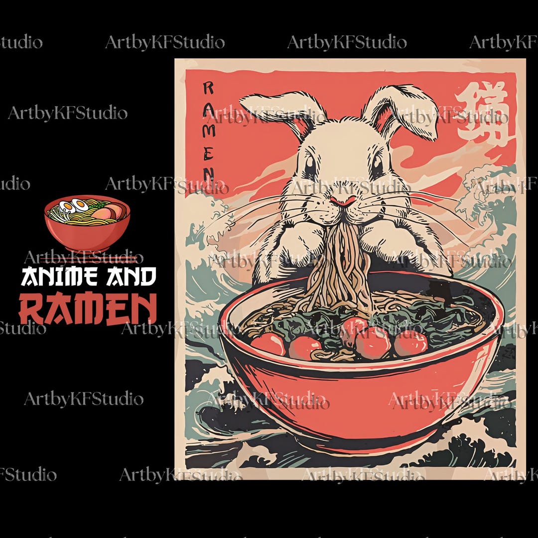 Easter Bunny PNG SVG, Anime Ramen Clipart, Japanese Kawaii Funny ...