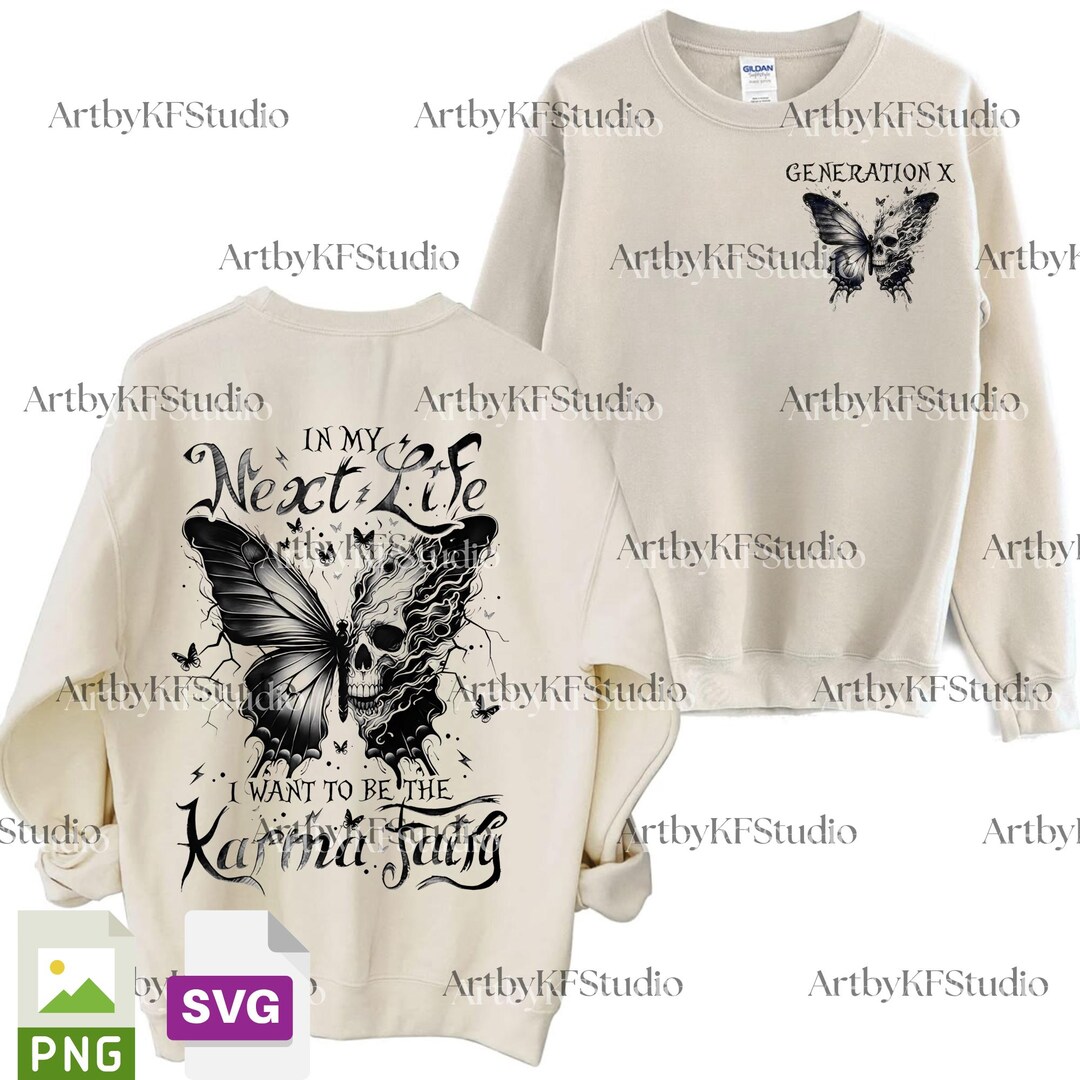 Karma Fairy Skull Butterfly PNG Svg, Gen X Meme Graphic, Baby Boomer ...