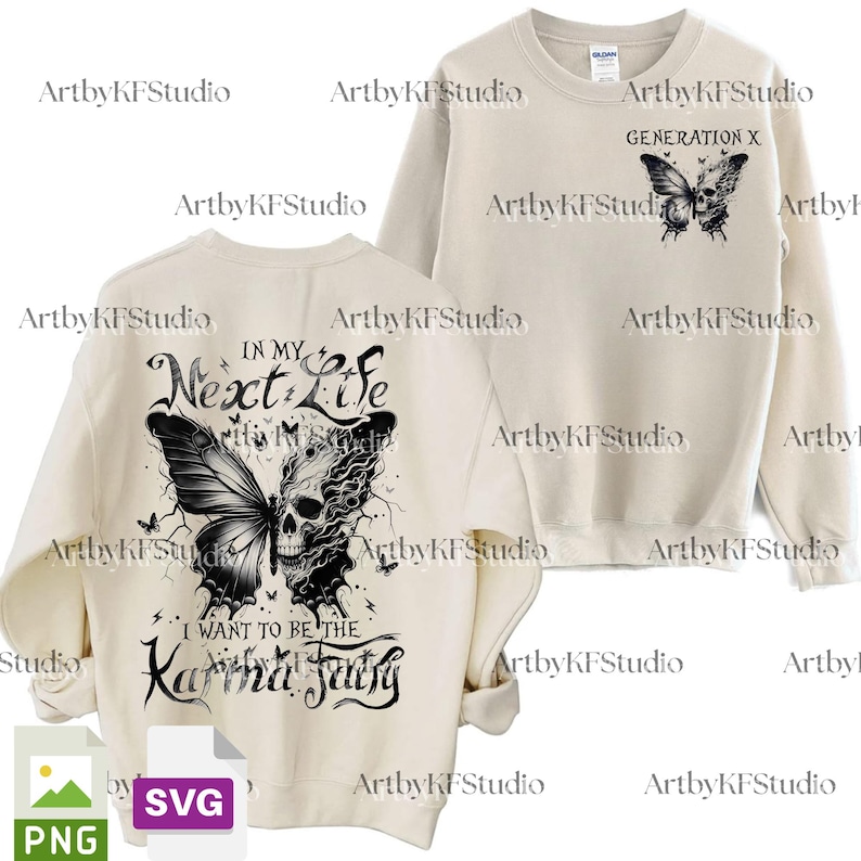 Karma Fairy Skull Butterfly PNG Svg, Gen X Meme Graphic, Baby Boomer ...