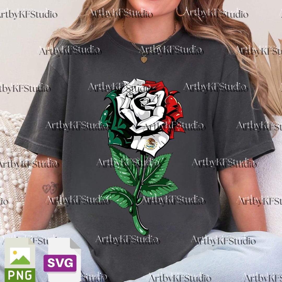 Mexican Rose Mexico Flag Digital File, Mexicana Floral Art, Latina ...