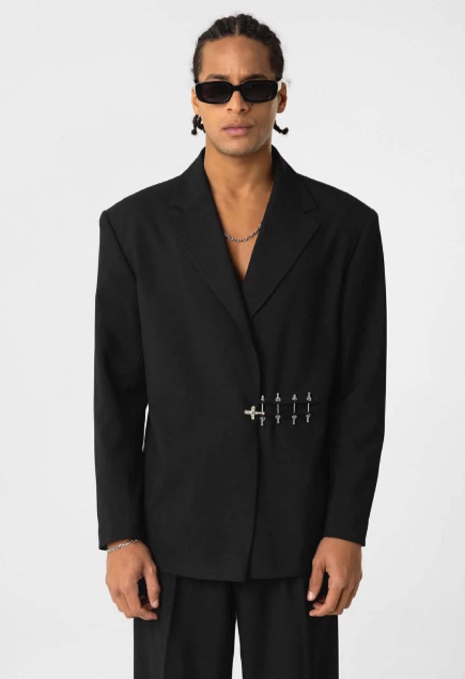 Oversize Hook Detail Suit, New Model Men's Style Suit, Black Oversize ...