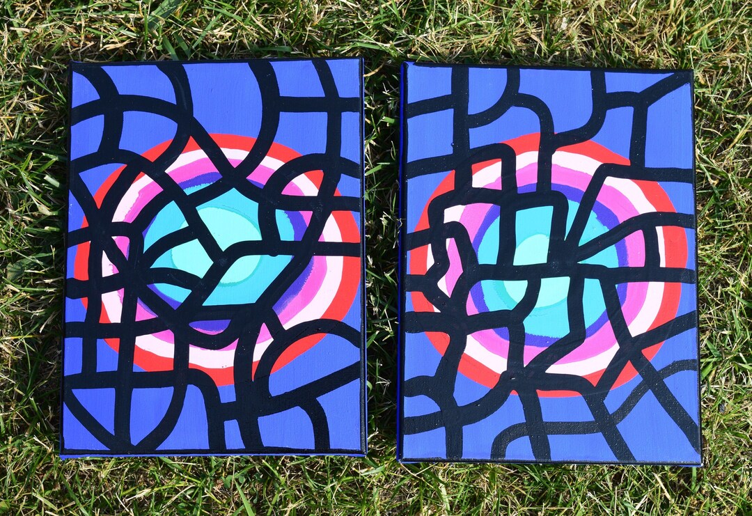 Alien Looking Through Stained Glass, Original Art, Abstract Art, Spray ...