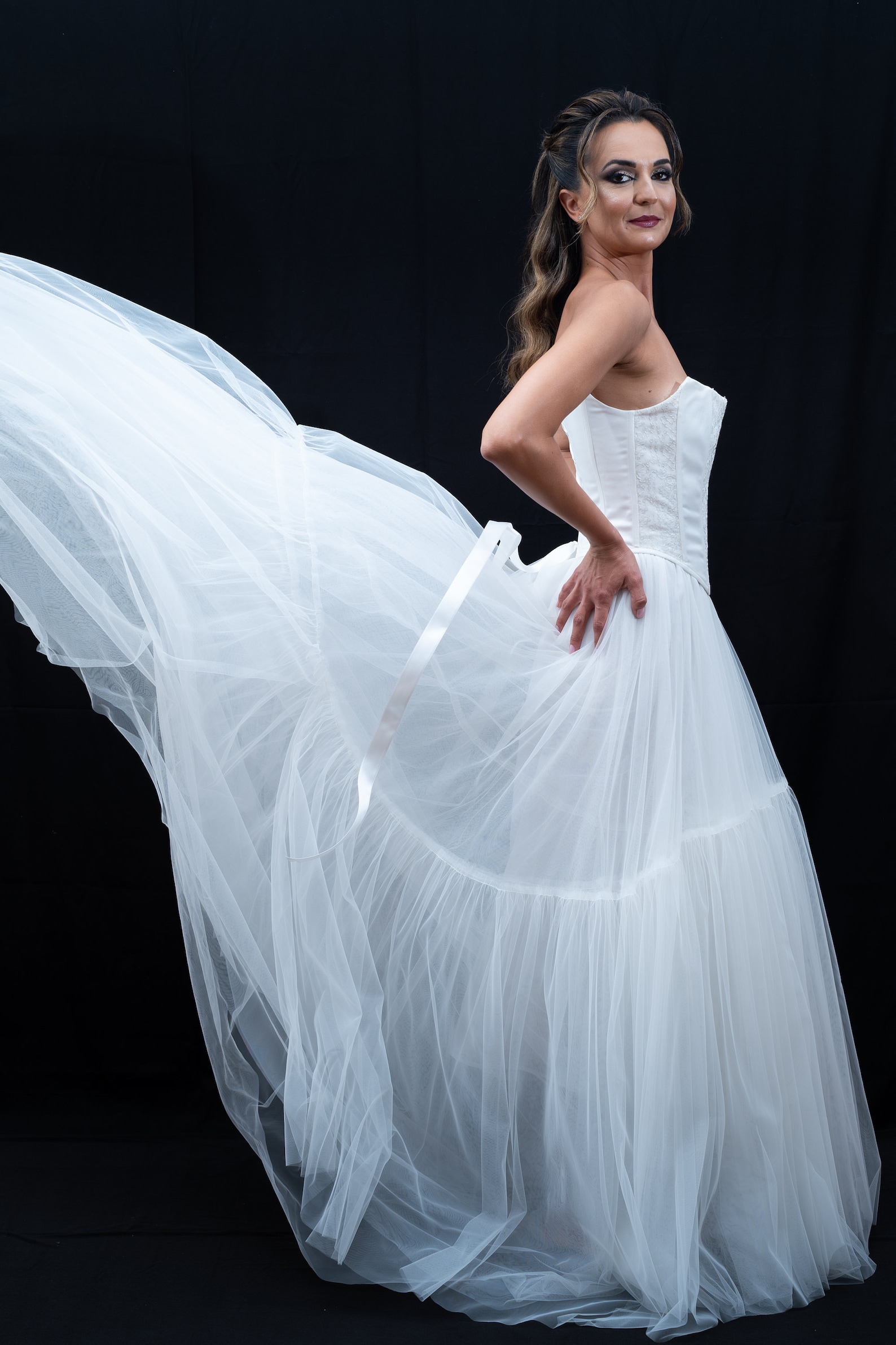 Tulle Bridal Skirt With Ruffled Flounce, White Wedding Tulle Skirt ...