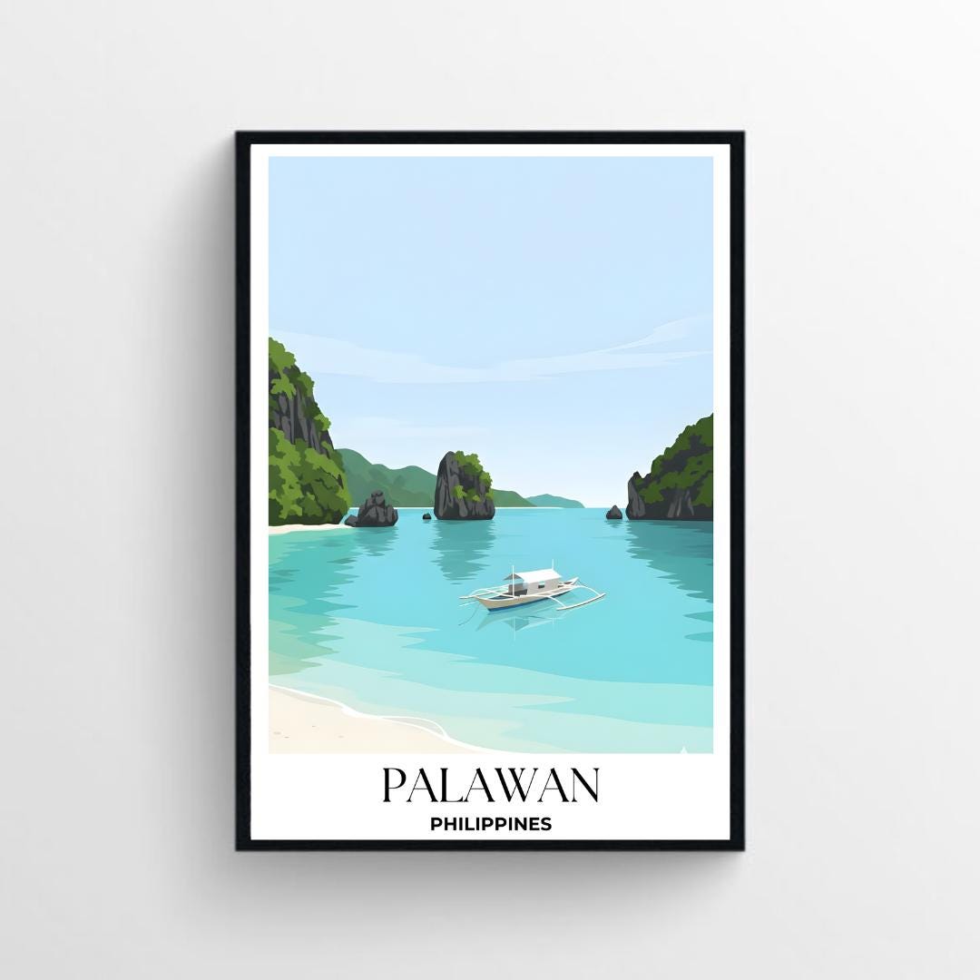 Palawan Philippines Digital Wall Art, El Nido Travel Poster, Tropical ...