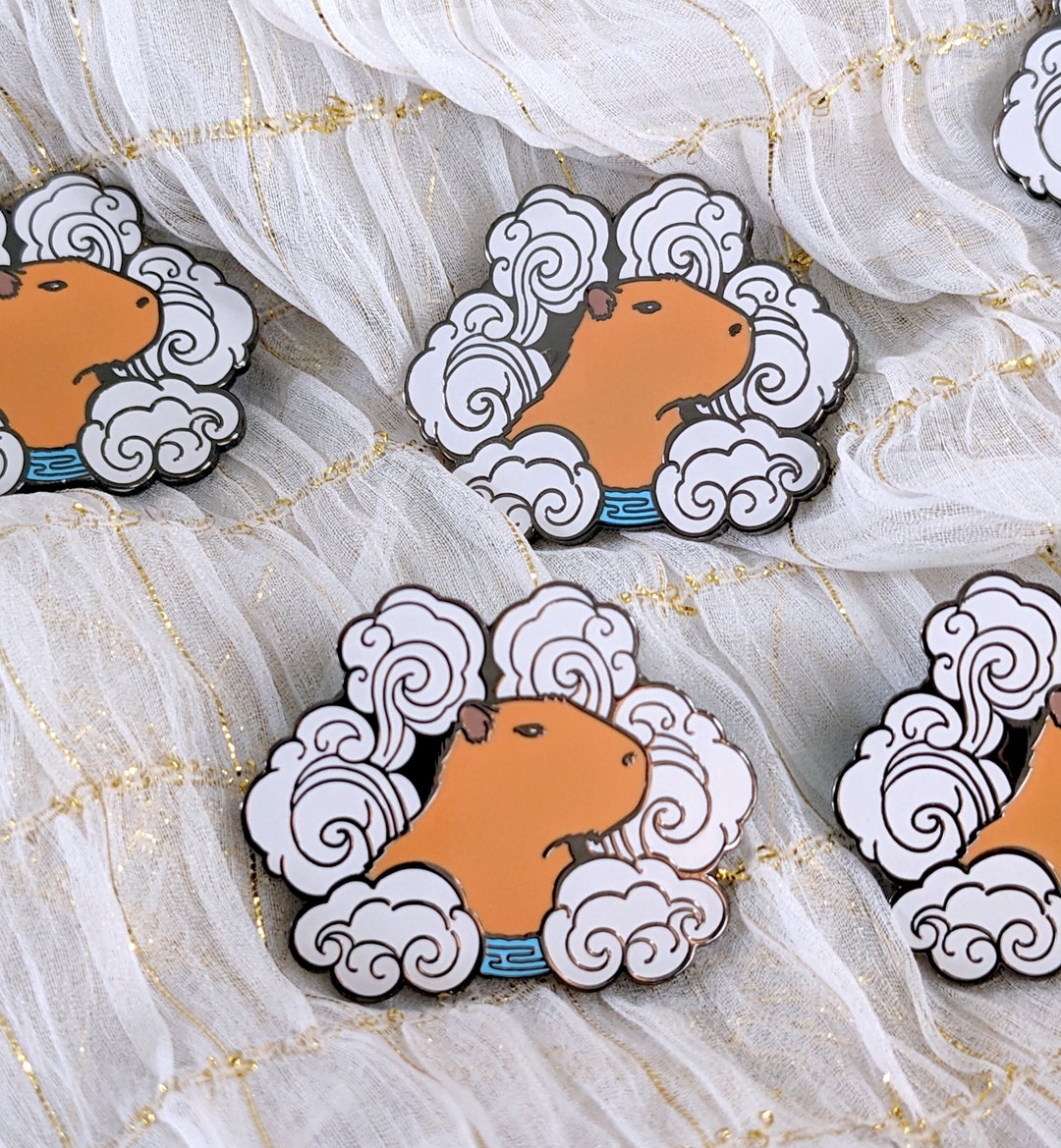 Capybara Springs Enamel Pin, Capy in Hot Springs Hard Enamel and Black ...