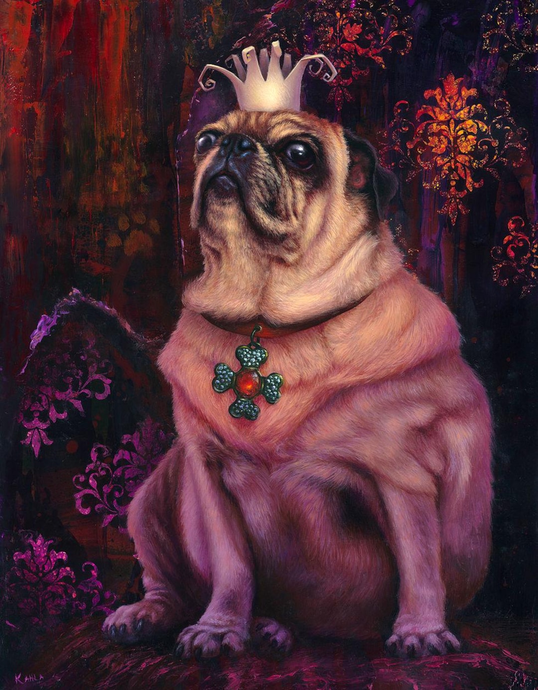 ART PRINT Pug King || "royal Blood" || Funny Dog Portrait - Etsy