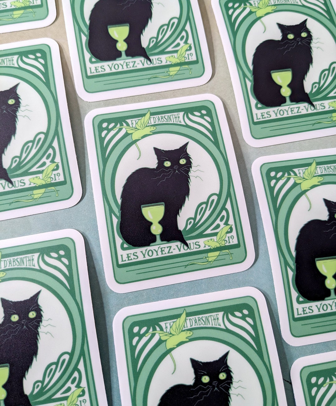 STICKER Glow in the Dark Absinthe Cat || 3" Matte Vinyl - Etsy