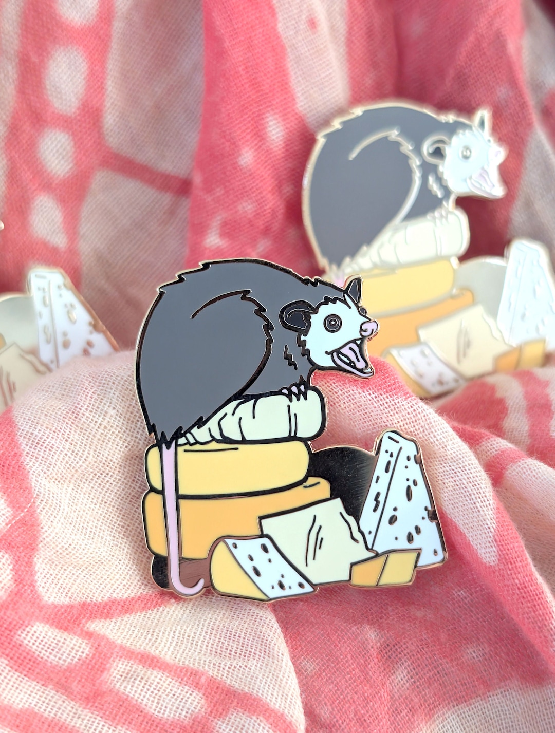 ENAMEL PIN Cheese Opossum || Get Your Own Cheese! || 1.5" Hard Enamel ...