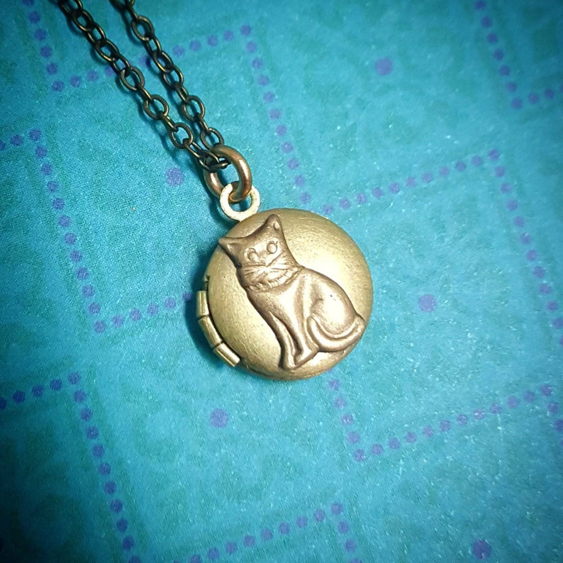 Tiny Seated Cat Locket - Etsy