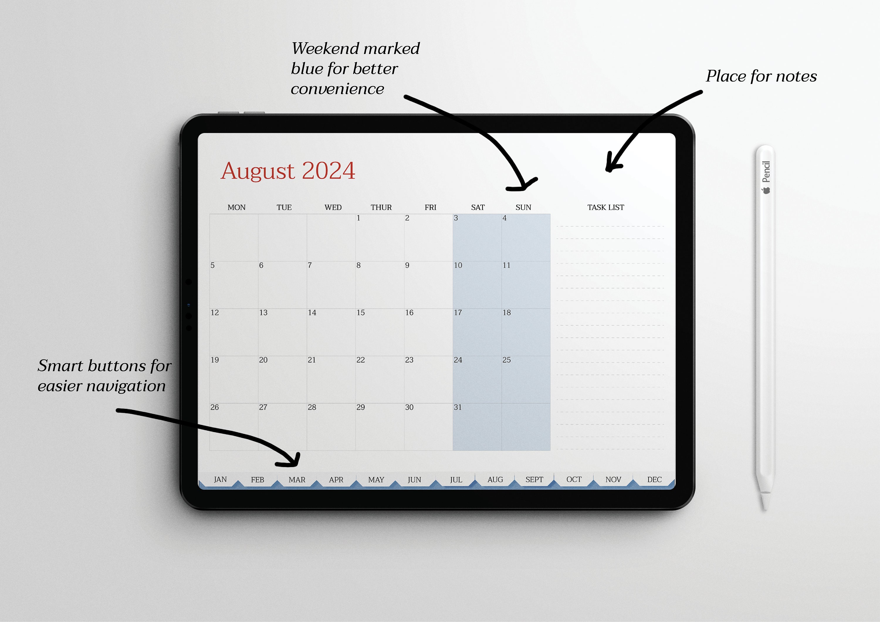 2024 Calendar Pdf Digital Planner 2024 Monthly Planner Minimalist ...