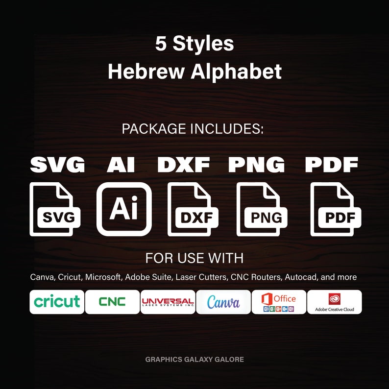 5 Style Fonts Hebrew Alphabet, INSTANT DOWNLOAD Printable Template ...