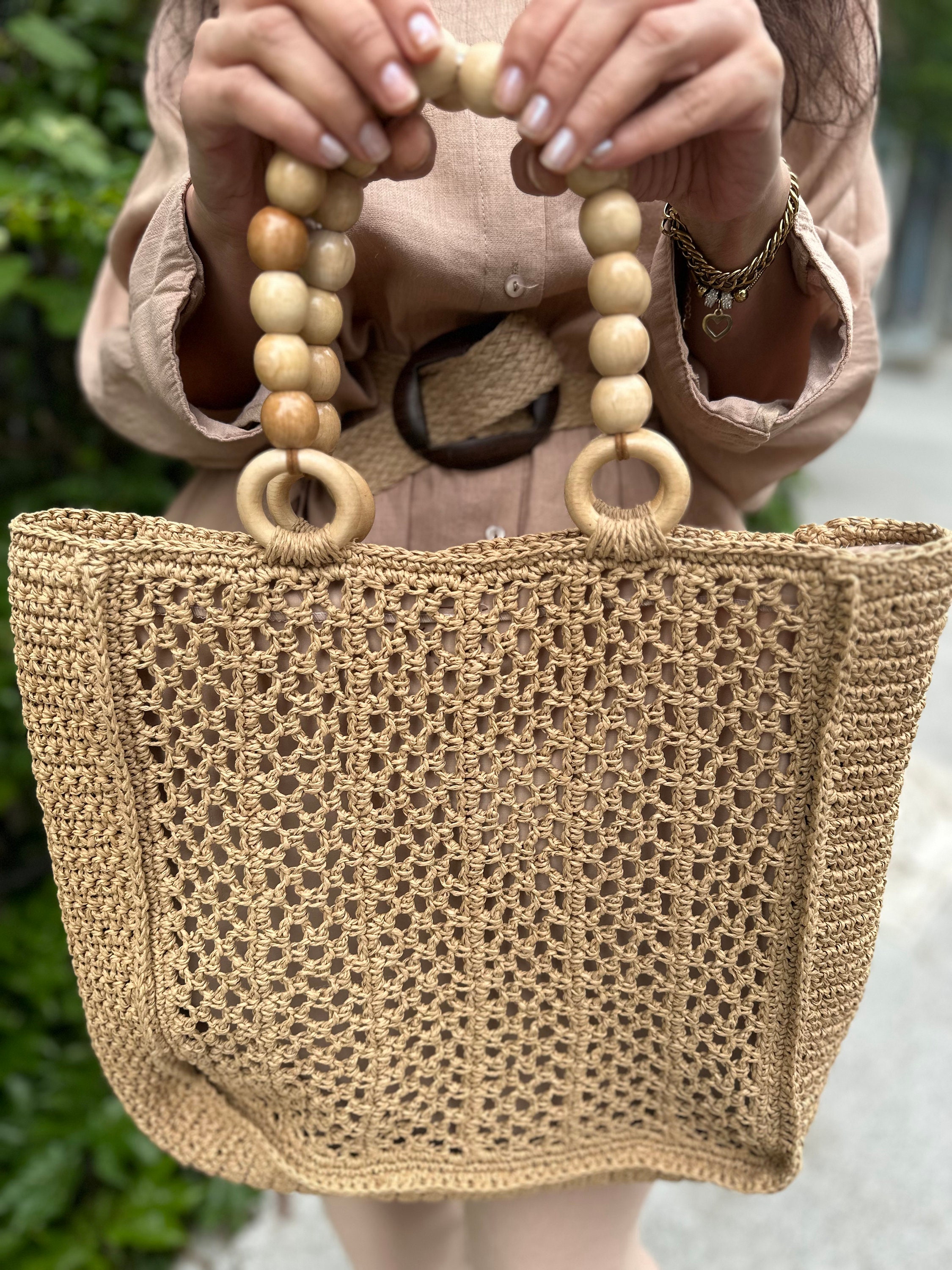 Tan Color Bag, Large Bag, Beach Bag, Hand Knitted Bags, Gift Bag for ...