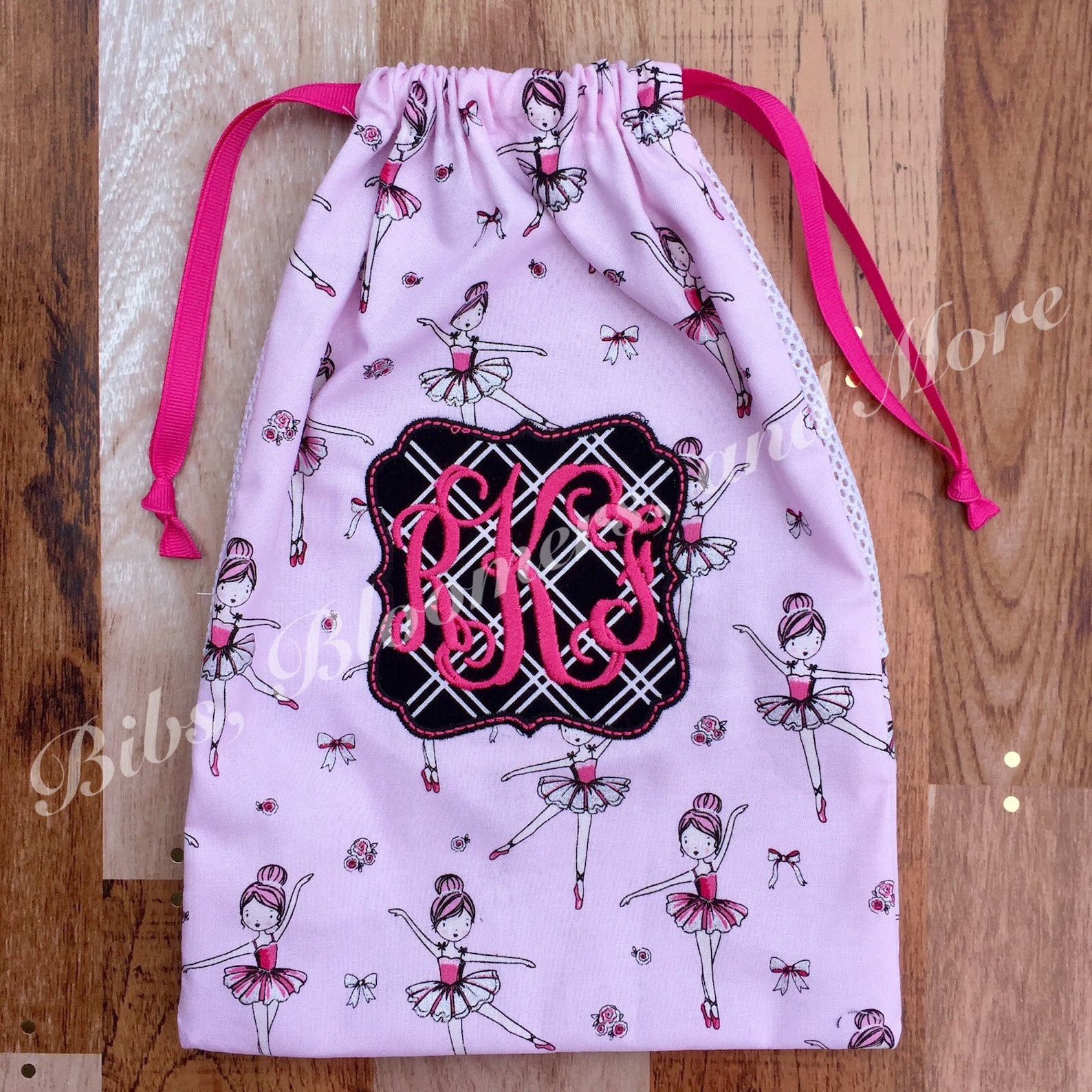 Ballet Pointe Shoe Bag, Personalized Drawstring Mesh Pointe Shoe Bag ...